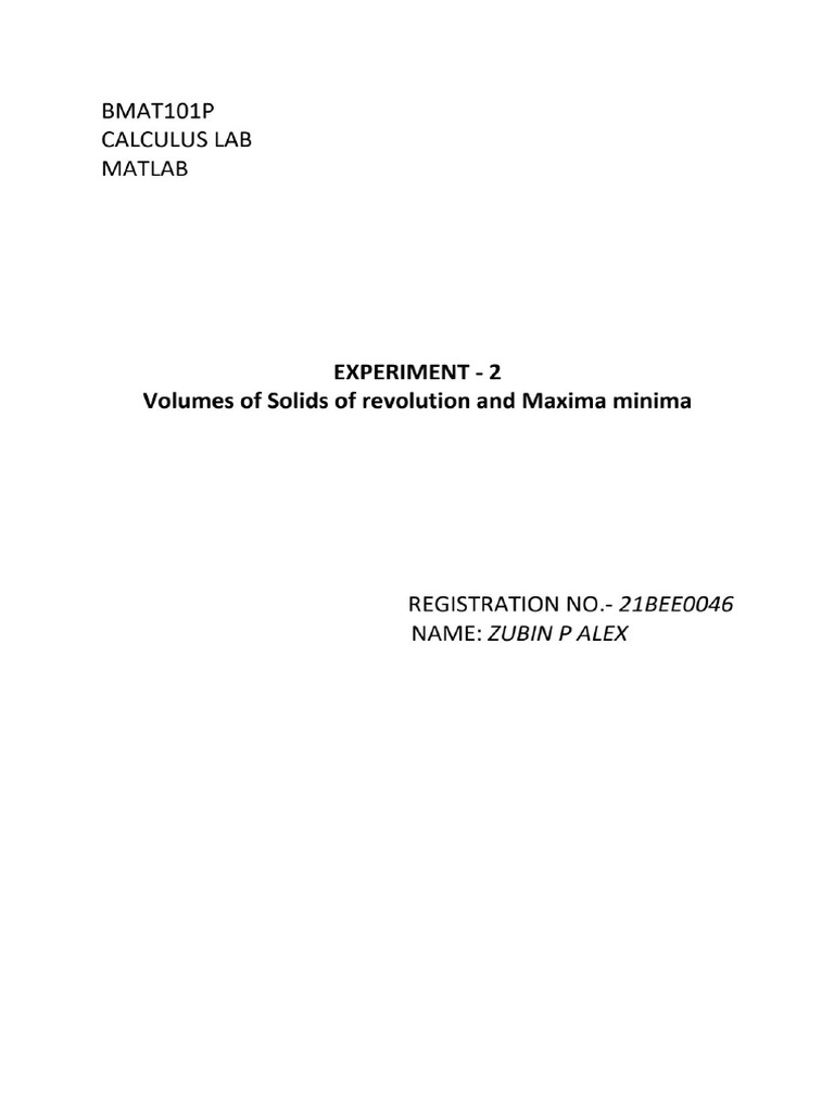 Volume of Solid and Maxmin | PDF
