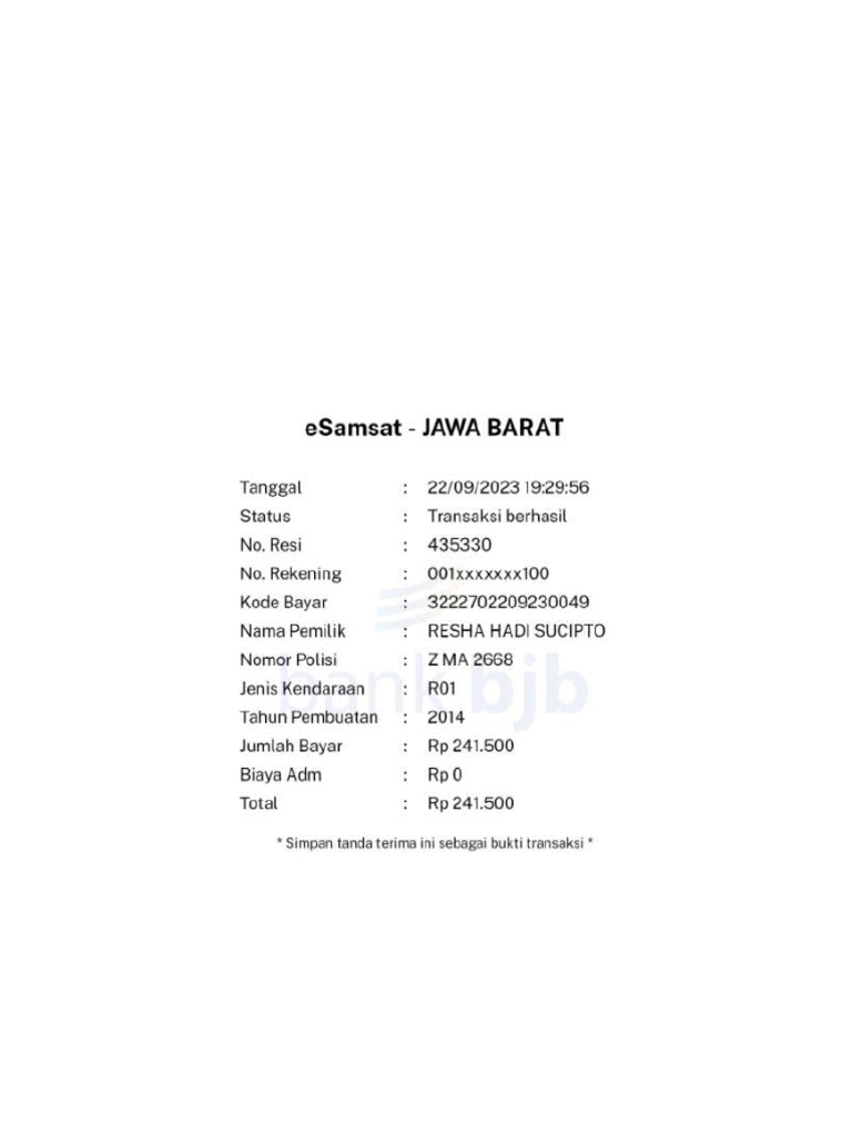 Bukti Samsat 2023 Motor Bodas | PDF