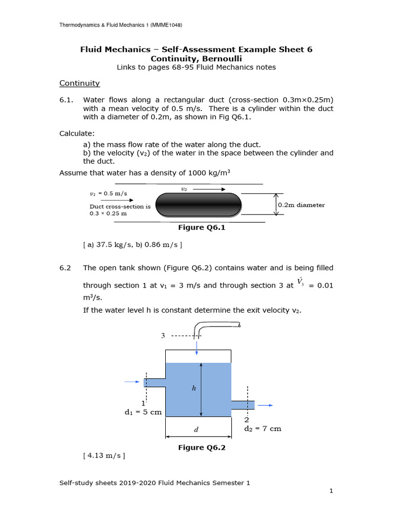 Fluid Mechanics Study Guide | PDF | Fluid Dynamics | Pressure