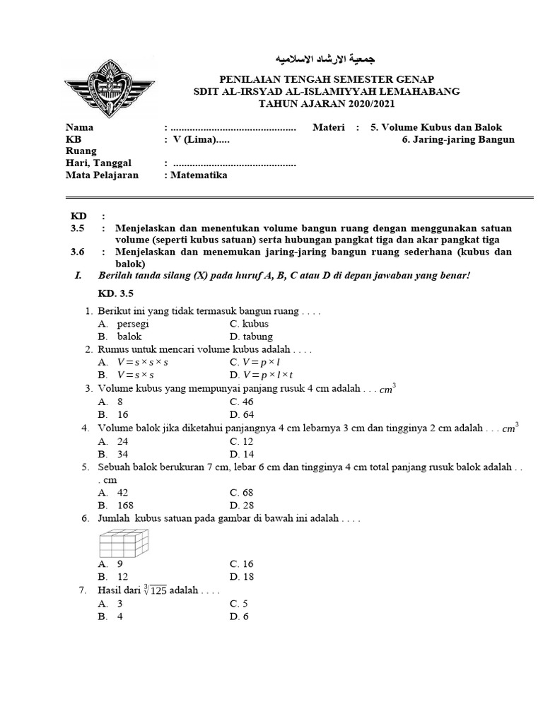 PTS GENAP Matematika | PDF | Griya & Taman