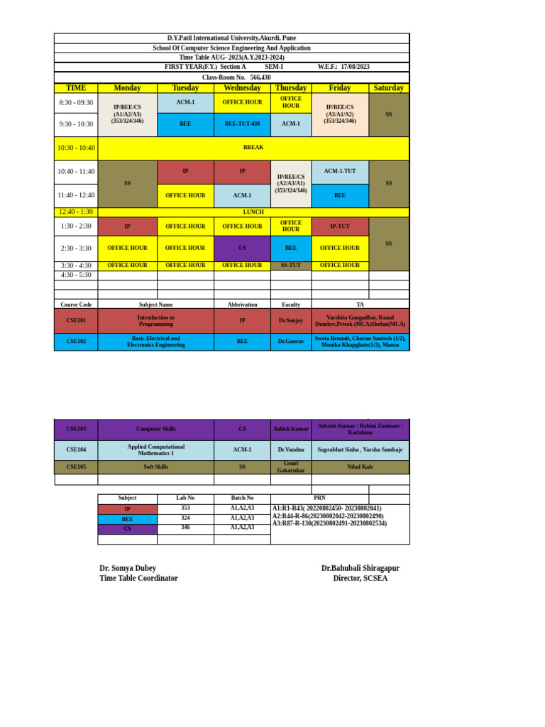 Timetable | PDF | Electrical Engineering | Computing