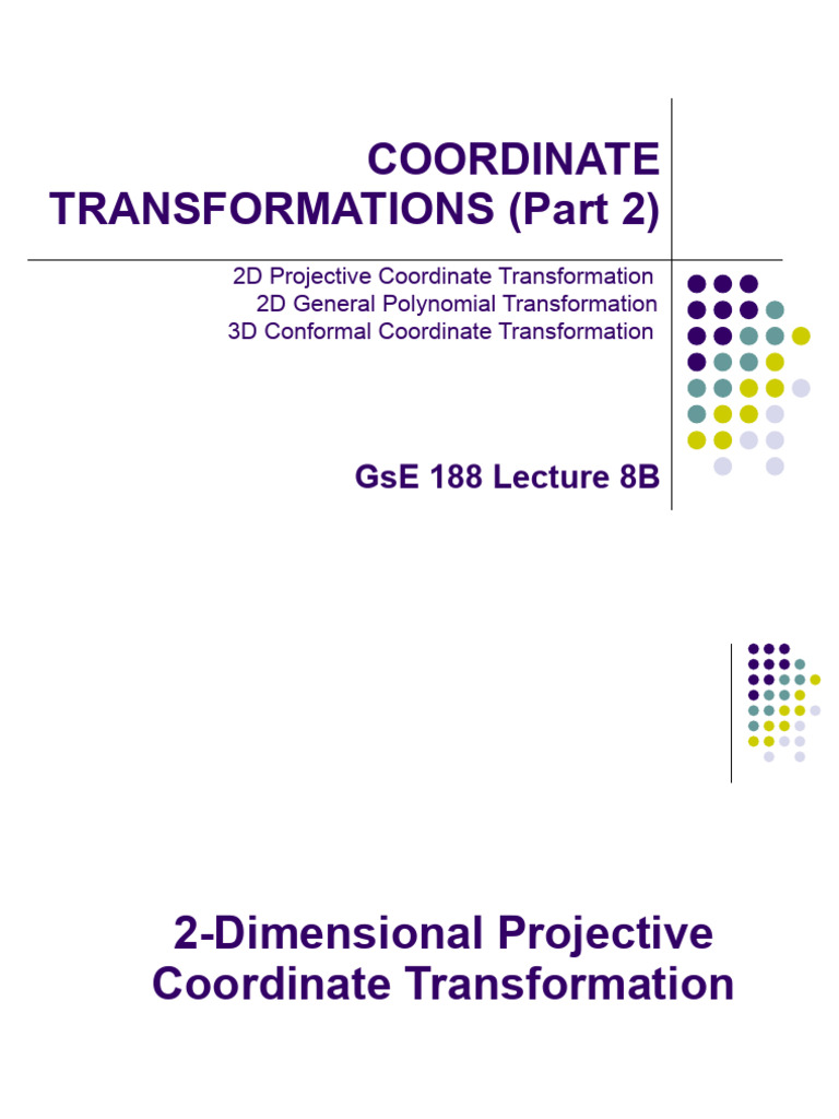 Lecture 8B (Coordinate Transformation Part2) | PDF | Rotation | Coordinate System