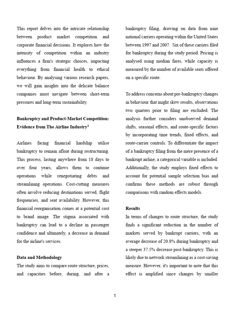 Airline Bankruptcy and Market Impact | PDF | Airlines | Capital Structure