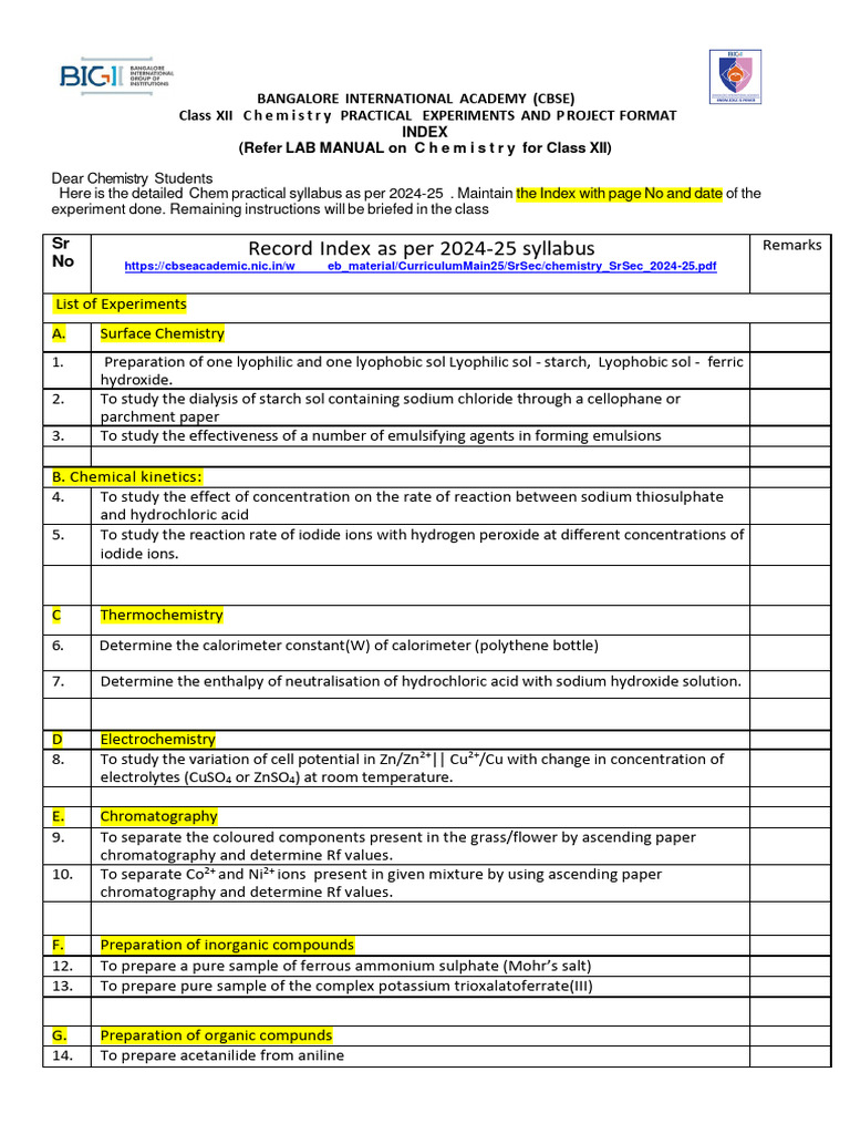 Updated 2024-25 Chem Lab Manual Class XII | PDF | Amine | Salt (Chemistry)