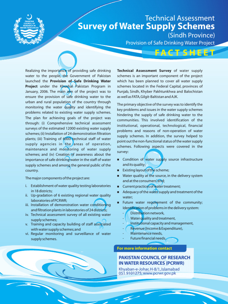 Technical Assessment Survey (Sindh) | PDF | Water Supply | Water