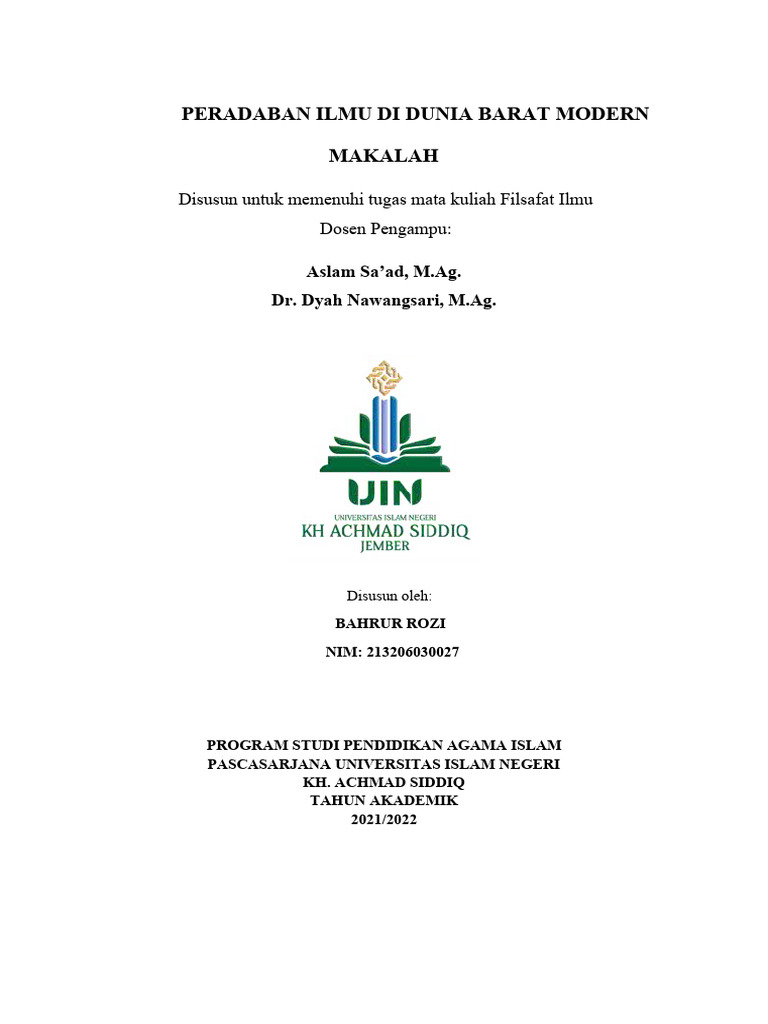 Peradaban Ilmu di Barat Modern | PDF