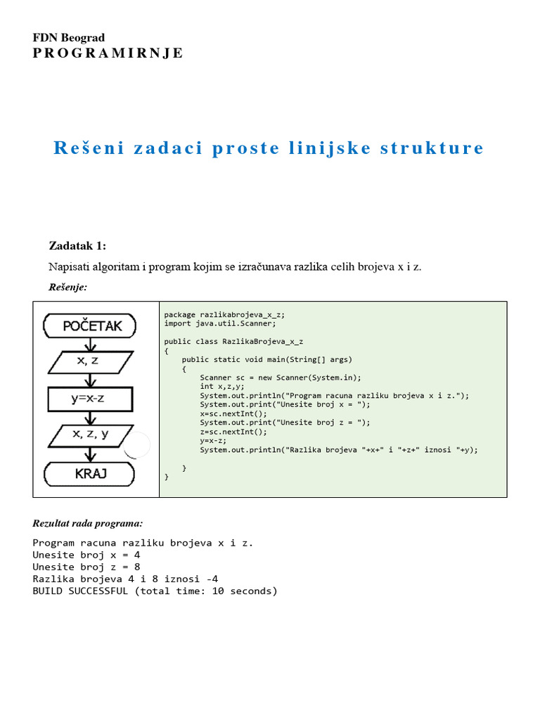 FDN Beograd Zbirka Zadataka - Prosta Linijska Struktura | PDF