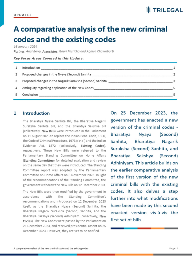 Trilegal Update A Comparative Analysis of The New Criminal Codes and ...