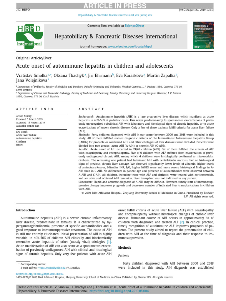 Acute Autoimmune Hepatitis in Youth | PDF | Cirrhosis | Hepatitis