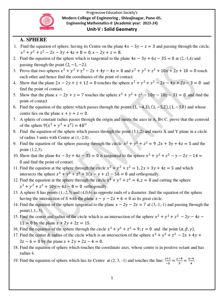 UNIT 5 Solid Geometry | PDF | Sphere | Coordinate System