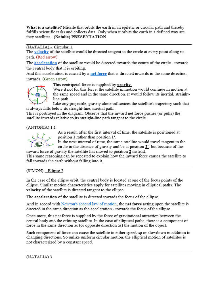2.satellite and Cosmic Speeds SÍ | PDF | Acceleration | Force