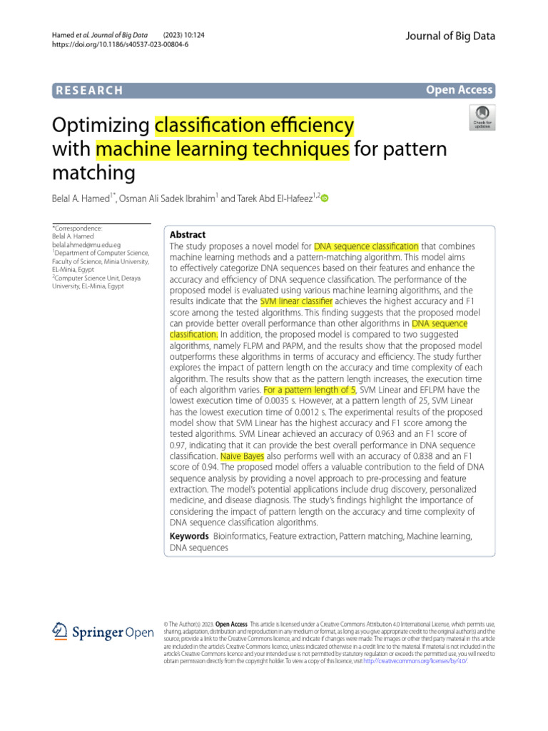 Optimizing Classification Efficiency With Machine Learning Techniques For Pattern Matching | PDF ...