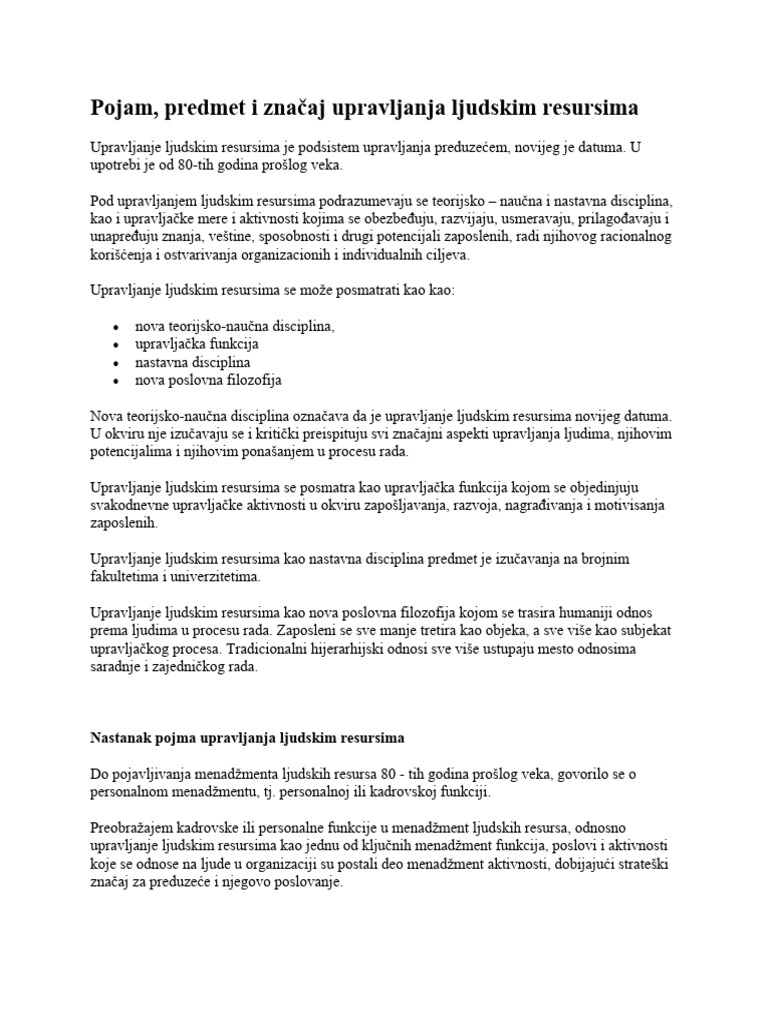 Upravljanje Ljudskim Resursima | PDF