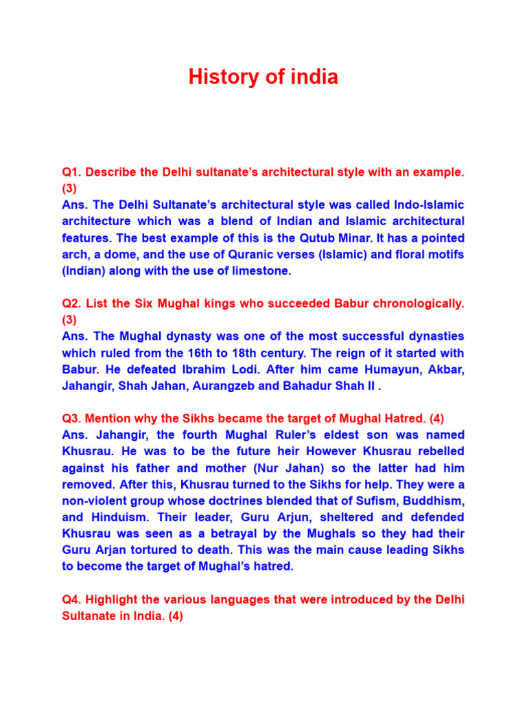 Indias history | PDF | Mughal Empire | Delhi