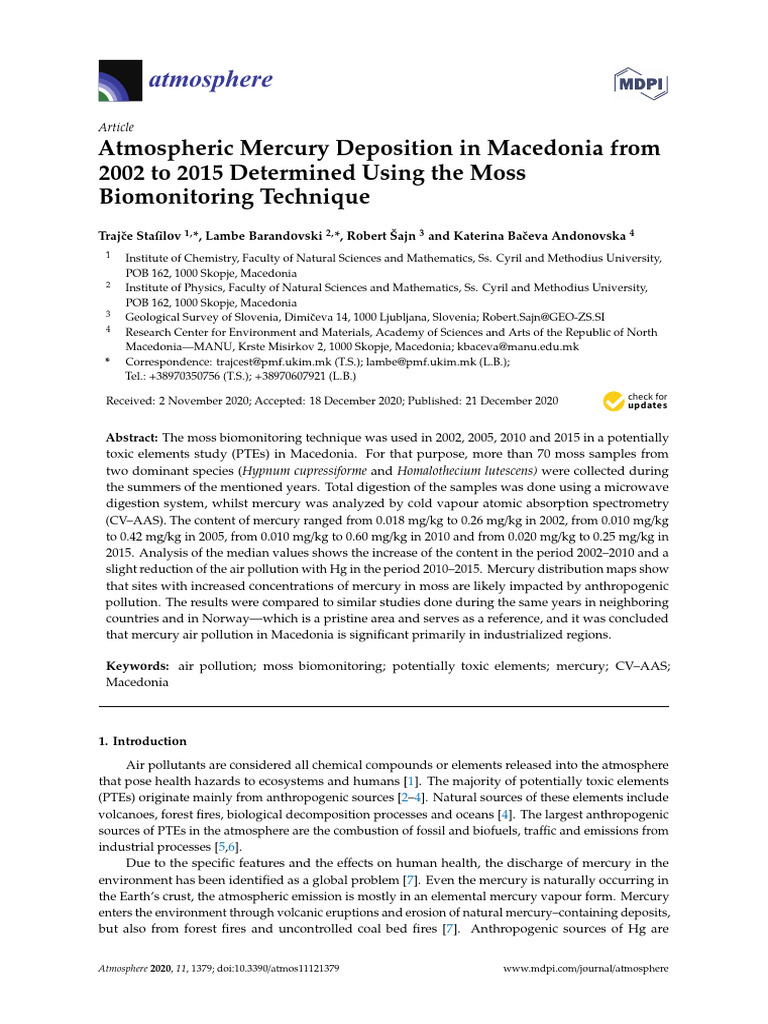 Atmosphere _ | PDF | Mercury (Element) | Atomic Absorption Spectroscopy