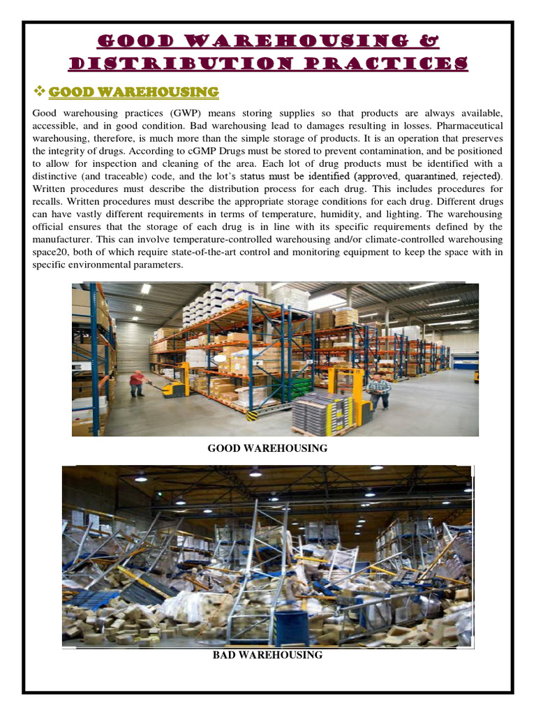 Good Warehousing Practices in Pharma | PDF | Warehouse | Procurement