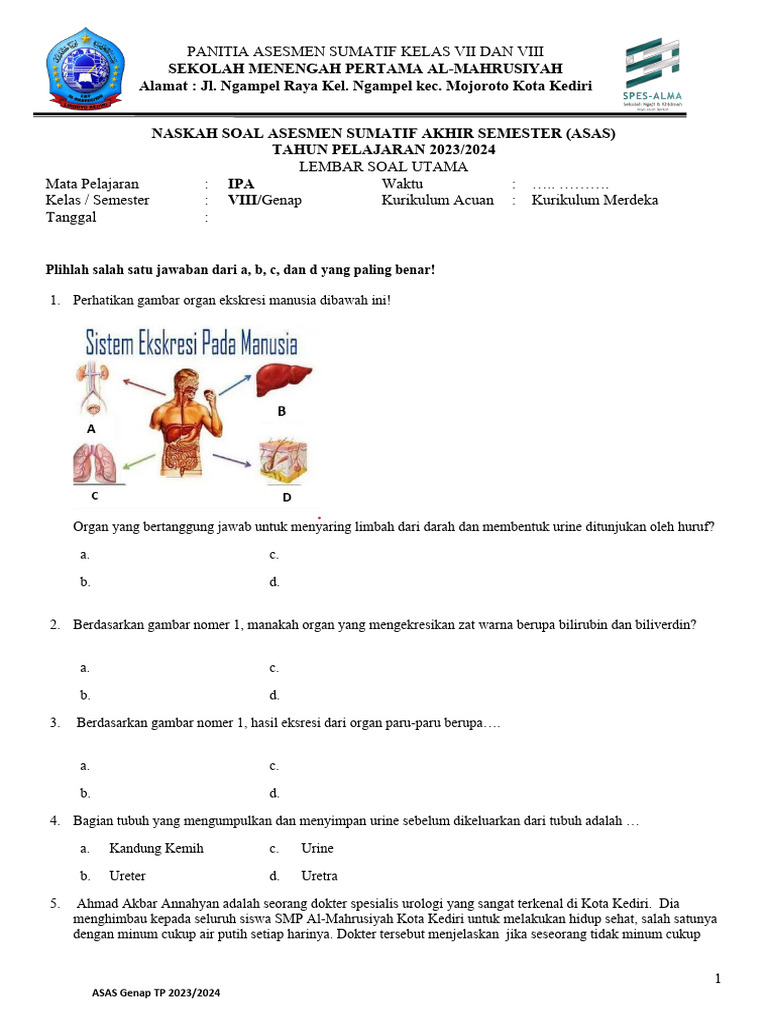 Format Soal ASAS 2023-2024 | PDF
