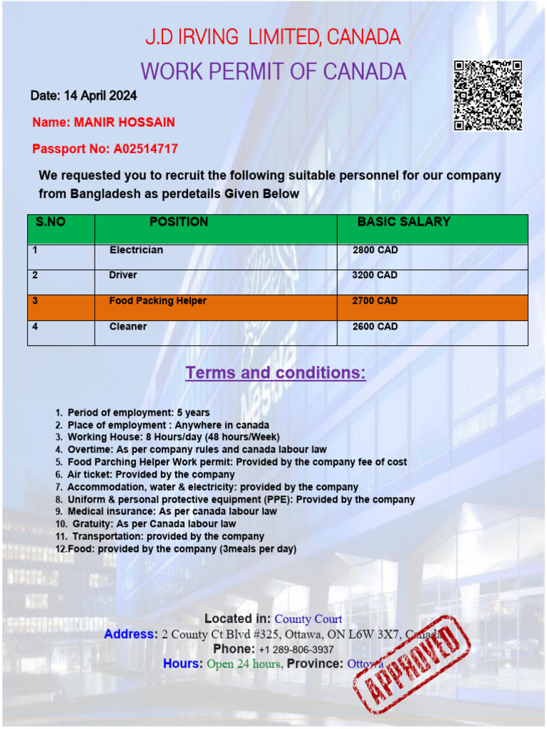 Manir Work Permit | PDF