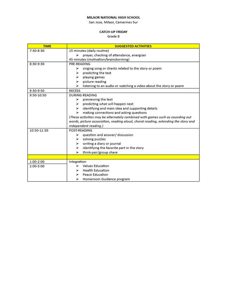 Catch Up Friday FINAL | PDF | Science & Mathematics