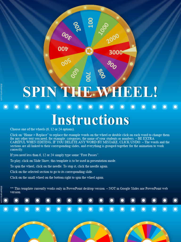 PowerPoint Spin the Wheel Template | PDF | Microsoft Power Point
