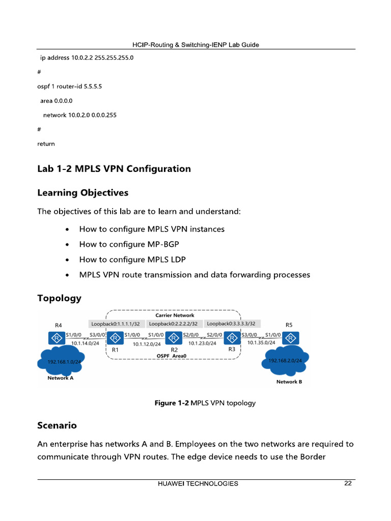 Lab 1-2 MPLS VPN Configuration | PDF