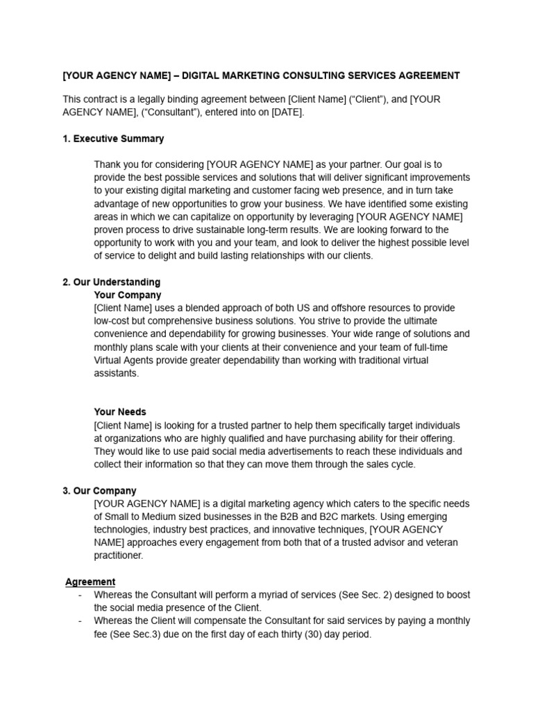 SMMA LEGAL AGREEMENT | PDF | Marketing | Consultant