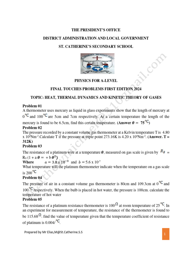 Heat Problems PDF | PDF | Gases | Temperature