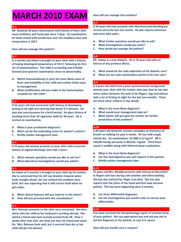 SAQs - MCPS Family Medicine Past Papers | Download Free PDF | Physical ... SAQs - MCPS Family Medicine Past Papers | Download Free PDF | Physical ...