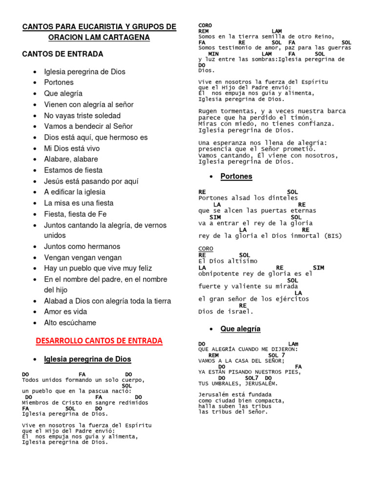 Cantos Para Eucaristia Y Grupos De Oracion Lam Dic 2019 Pdf