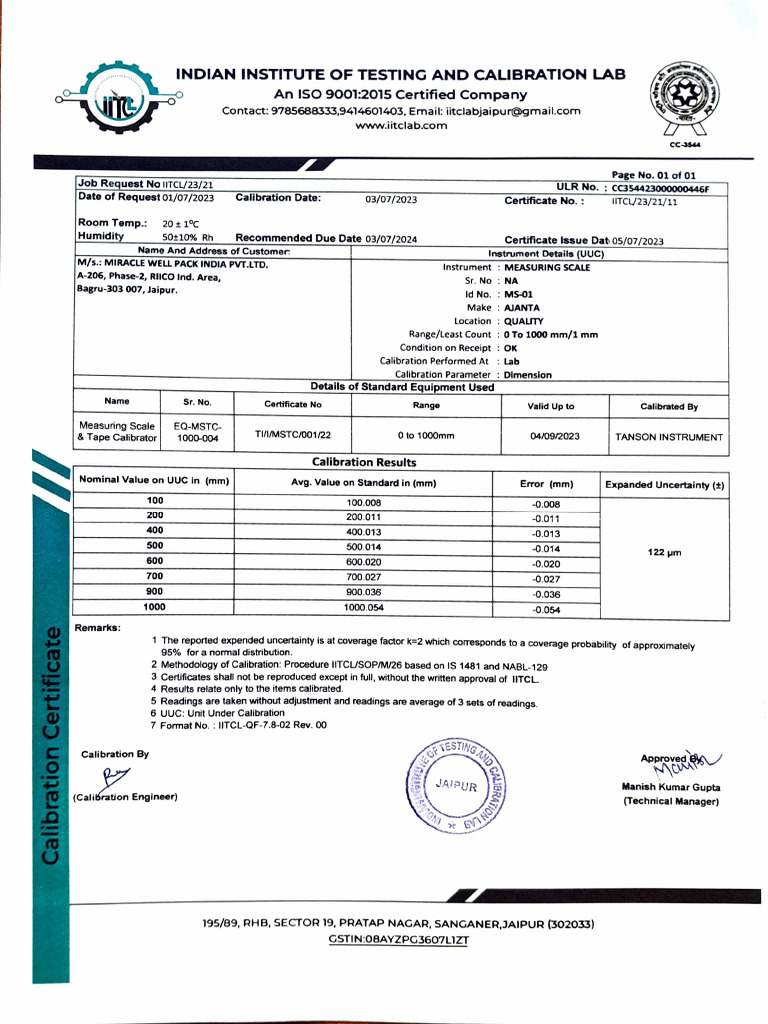 MIRACLE WELL PACK | PDF | Calibration | Science