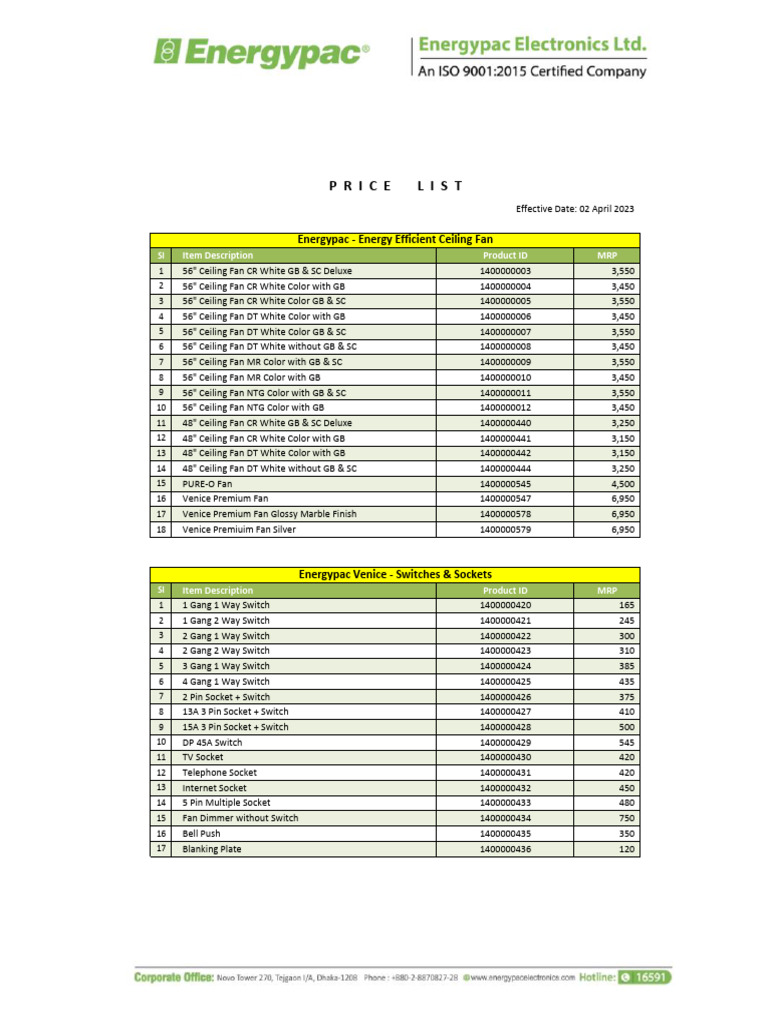 Legrand Energypac Price List 02-04-2023 | Download Free PDF | Ac Power ...