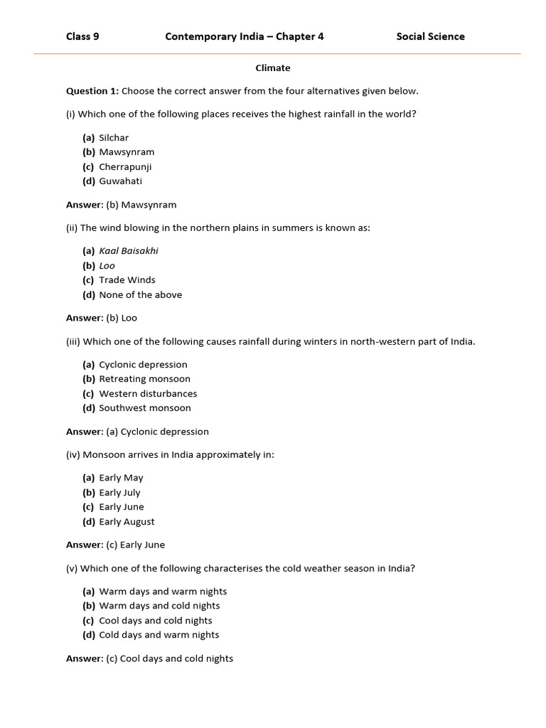 climate class 9th | PDF | Monsoon | Precipitation