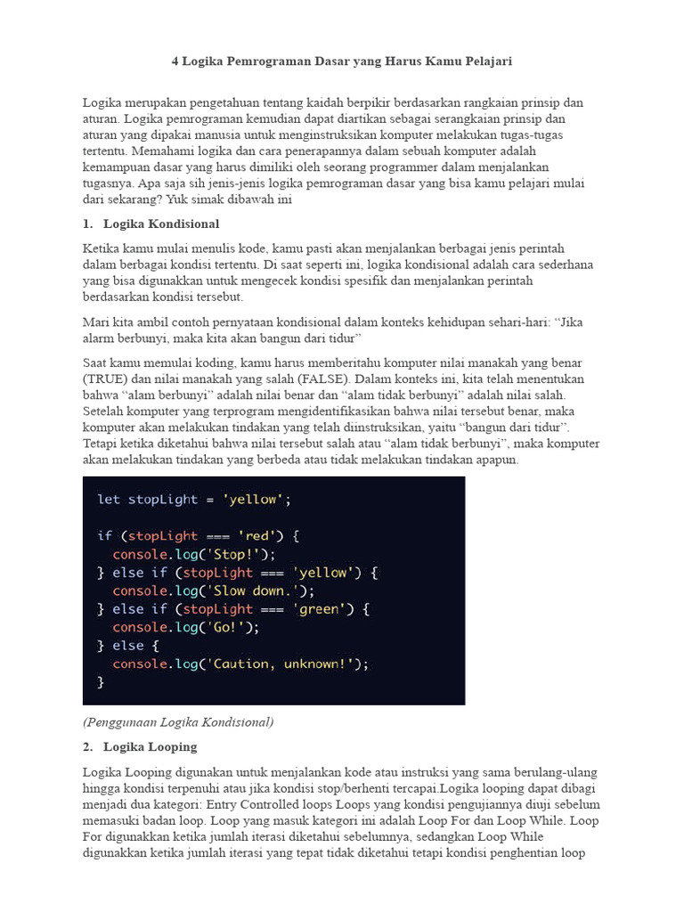 4 Logika Pemrograman Dasar Penting | PDF | Komputer