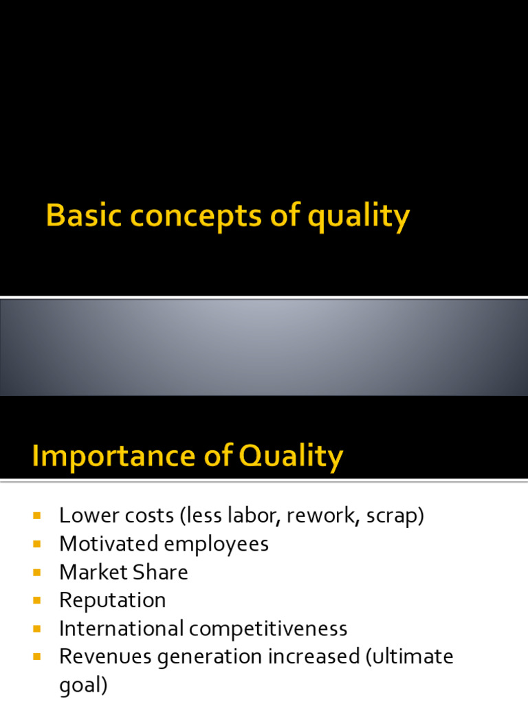 Basic Concepts of Quality | PDF | Quality Assurance | Quality Management