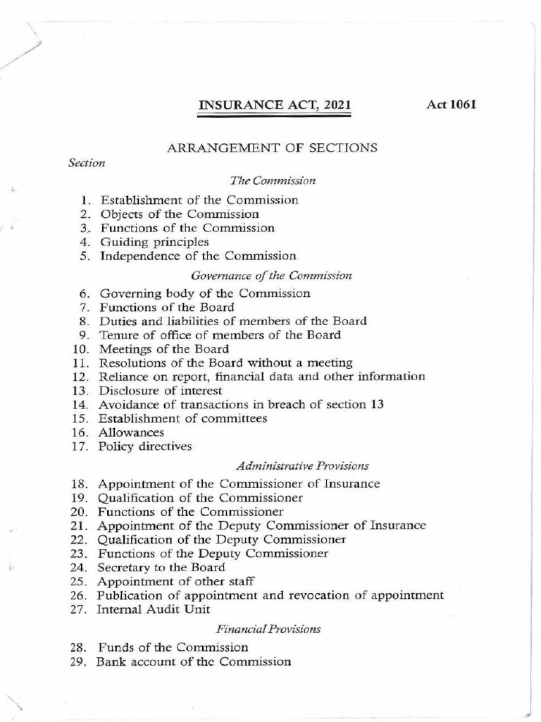 Ghana Insurance Act 2021 Pdf Insurance Regulatory Compliance