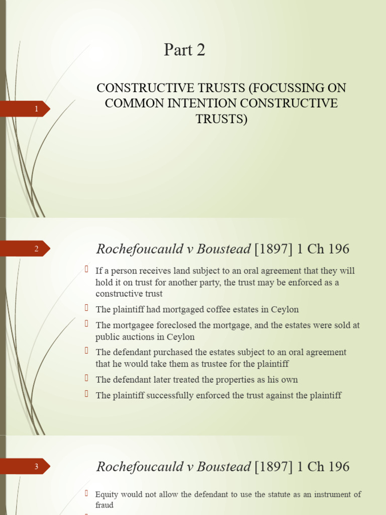 Part 2-Constructive Trusts | PDF | Estoppel | English Trust Law