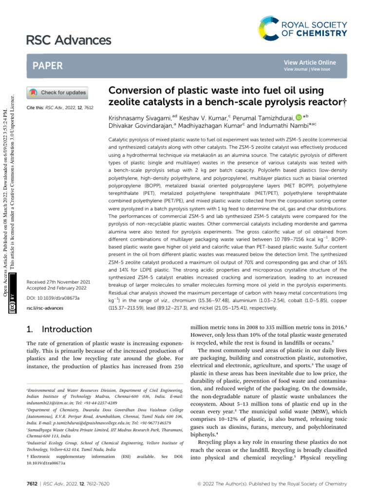 Conversion of Plastic Waste Into Fuel Oil Using | PDF | Pyrolysis | Plastic