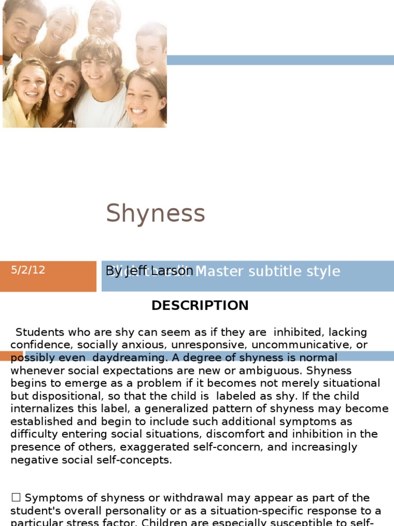 Shyness: Click To Edit Master Subtitle Style | Download Free PDF ...