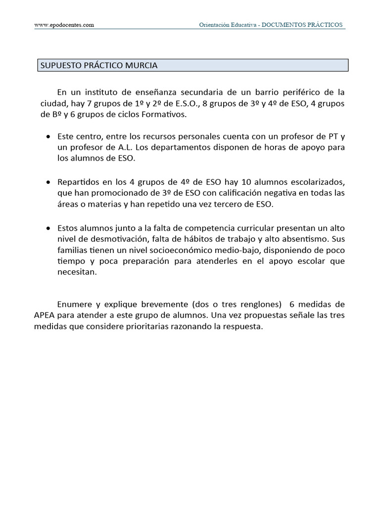 Supuesto Práctico Orientación | PDF