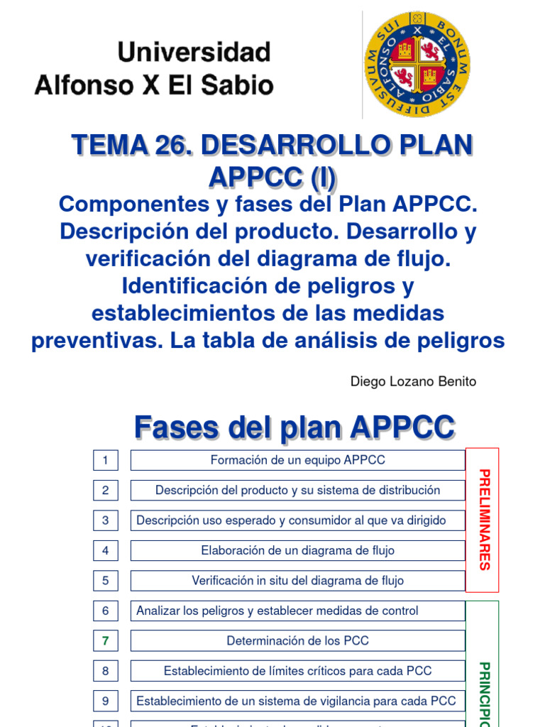 Tema 26. APPCC I | PDF | Análisis de Riesgo y Puntos Críticos de Control