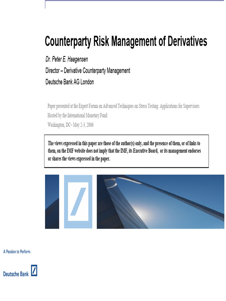 Counterparty Risk Management of Derivative DB | PDF | Credit Default ...