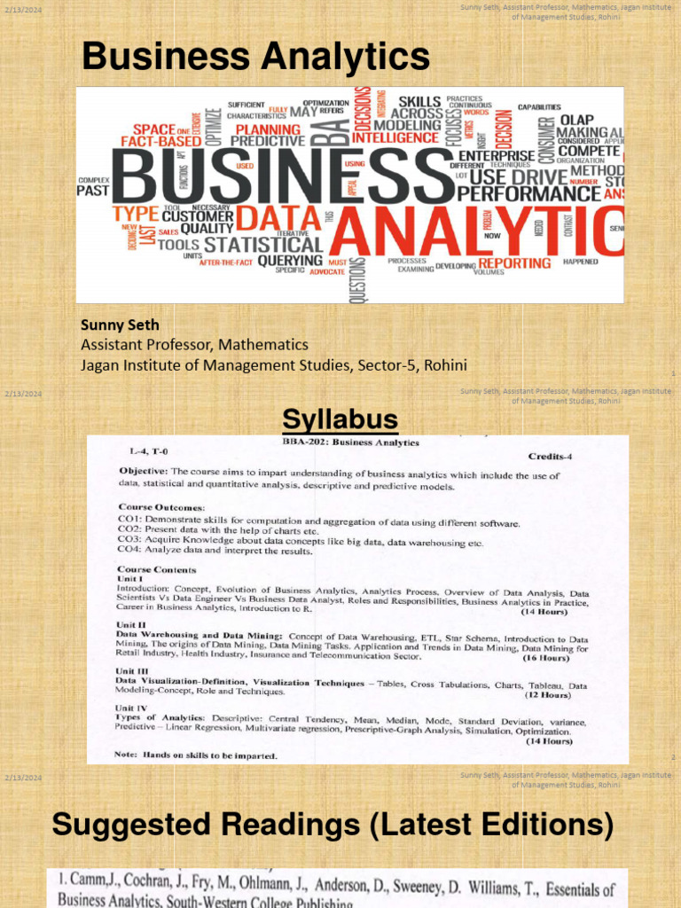 Business Analytics Unit 1 | PDF | Data Analysis | Statistics