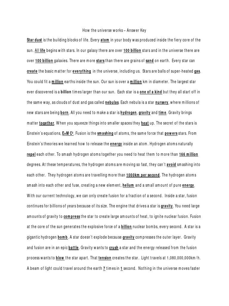 how_the_universe_works_stars_answer_key | PDF | Stars | Sun