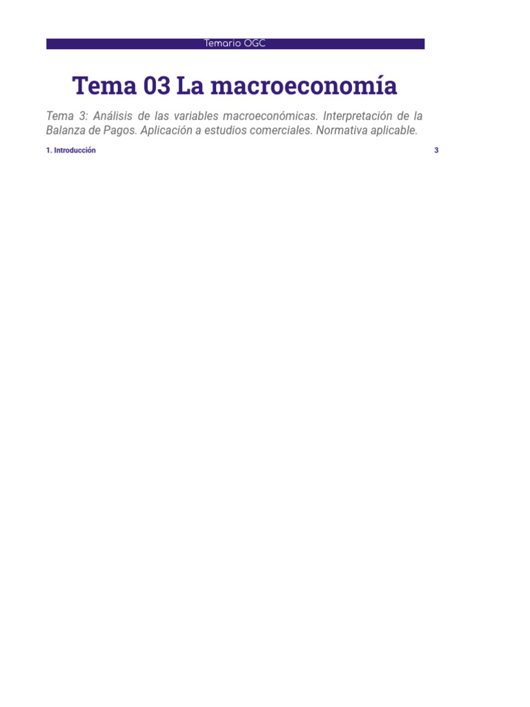 Tema 03 OGC | PDF | Macroeconómica | Balance de pagos