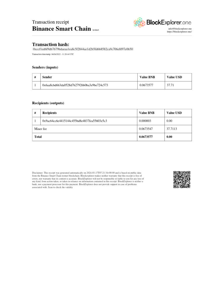 Binance Smart Chain: Transaction Receipt | PDF | Computers | Technology ...