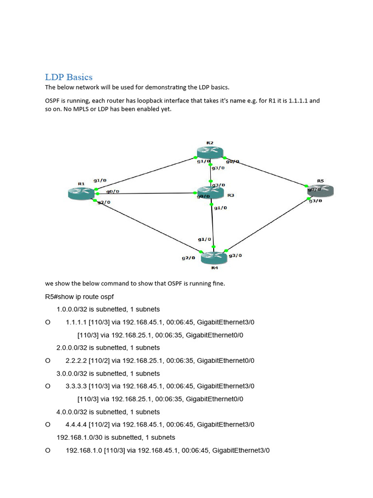 LDP Basics exercise | PDF | Networking | Multiprotocol Label Switching