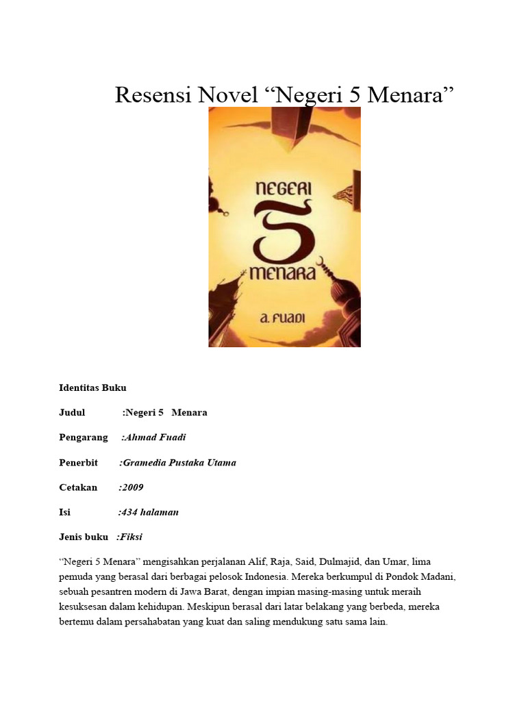Resensi Novel "Negeri 5 Menara" | PDF