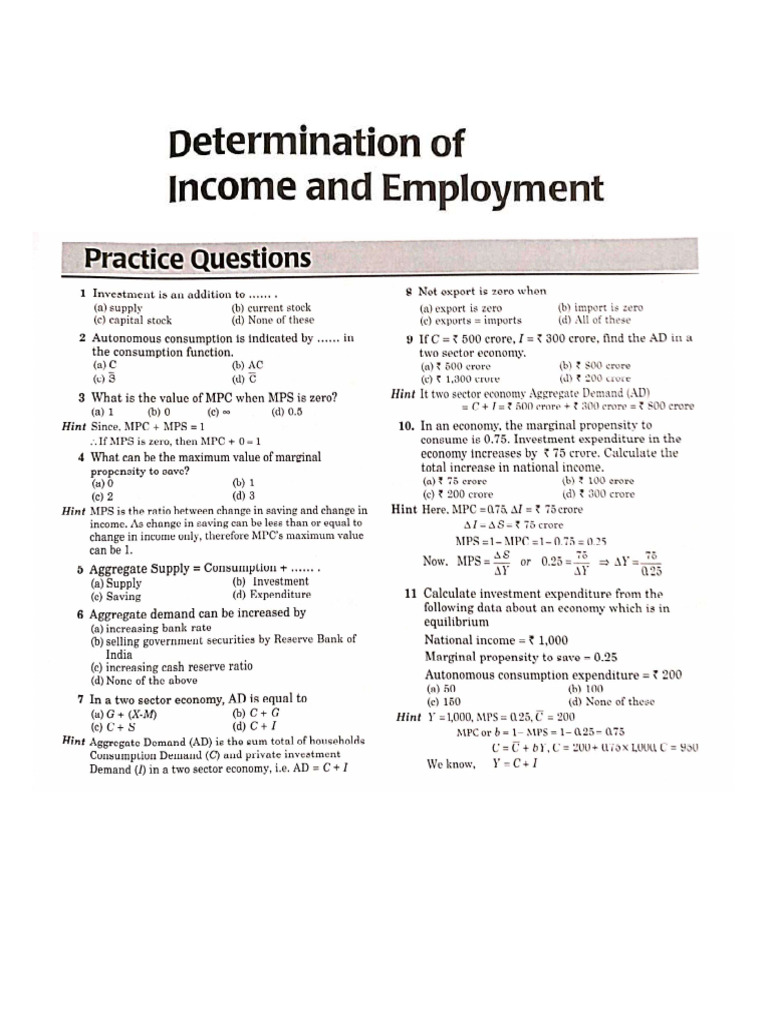 9 Determination of Income and Employment (Solved) | PDF