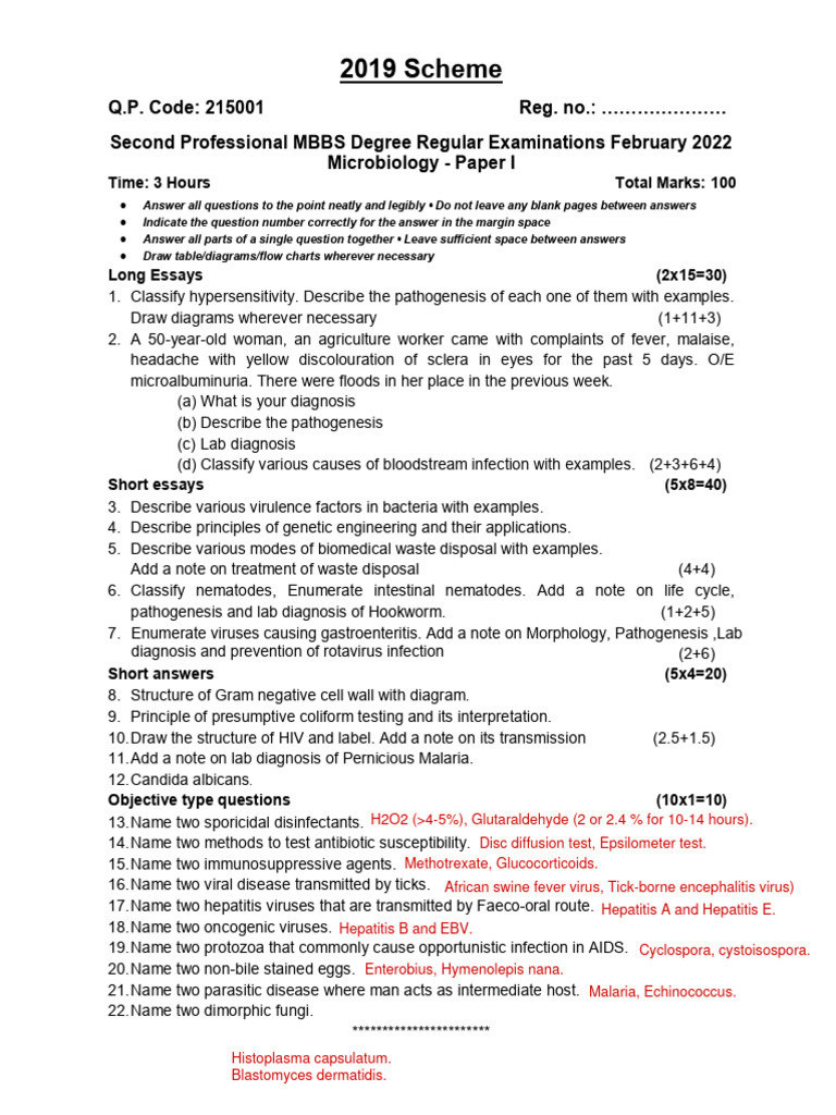 Microbiology-2022 Feb-Paper-1 | PDF | Virus | Infection
