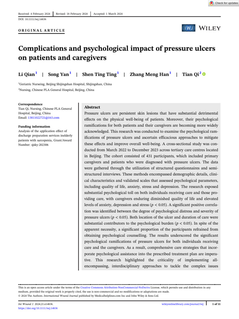 International Wound Journal - 2024 - Qian - Complications and ...